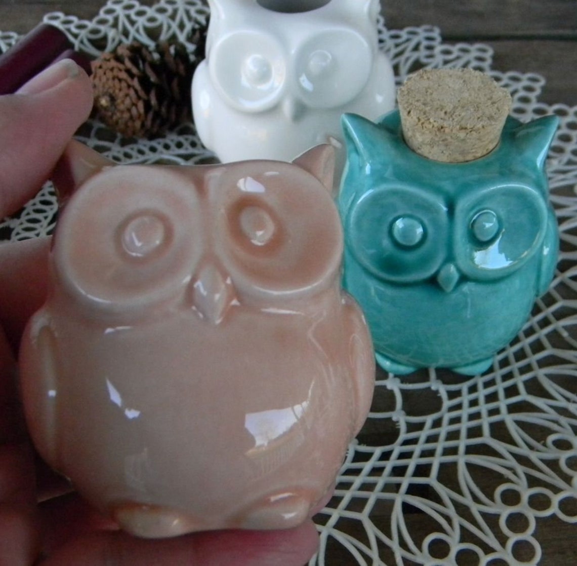 Owl Jar With Cork Stopper Jewelry Box Candle Holder Ceramic | Etsy