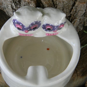 Owl Ash Tray 2 Owls on a Log - Ash Tray or Change Holder - Ceramic ...