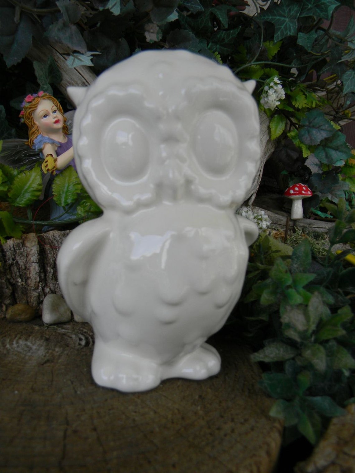 White Ceramic Owl Statue Vintage Design Hoots for the | Etsy