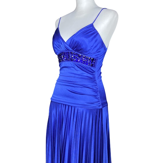 Vintage Y2K Royal Blue Drop Waist Prom Pageant Dress.… - Gem