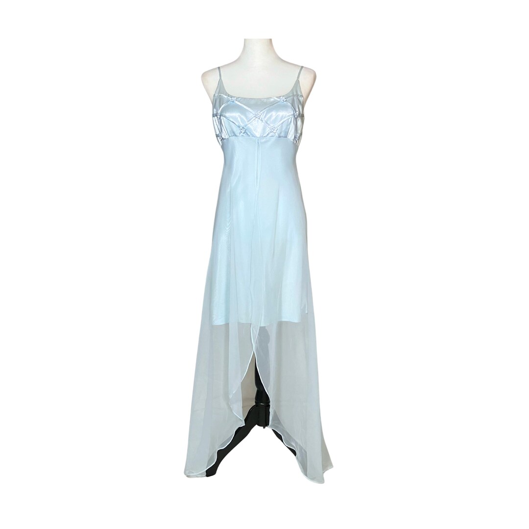 Vintage Y2K Light Blue Fairycore Prom Dress Sheer Overlay. S/M ...