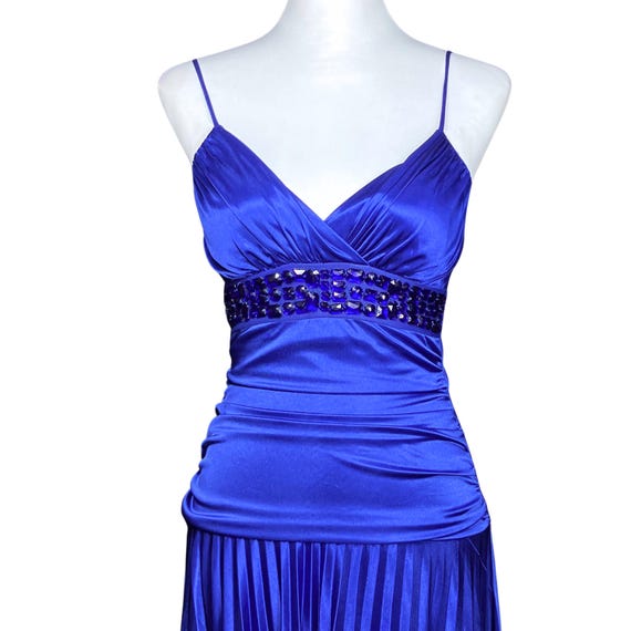 Vintage Y2K Royal Blue Drop Waist Prom Pageant Dress.… - Gem