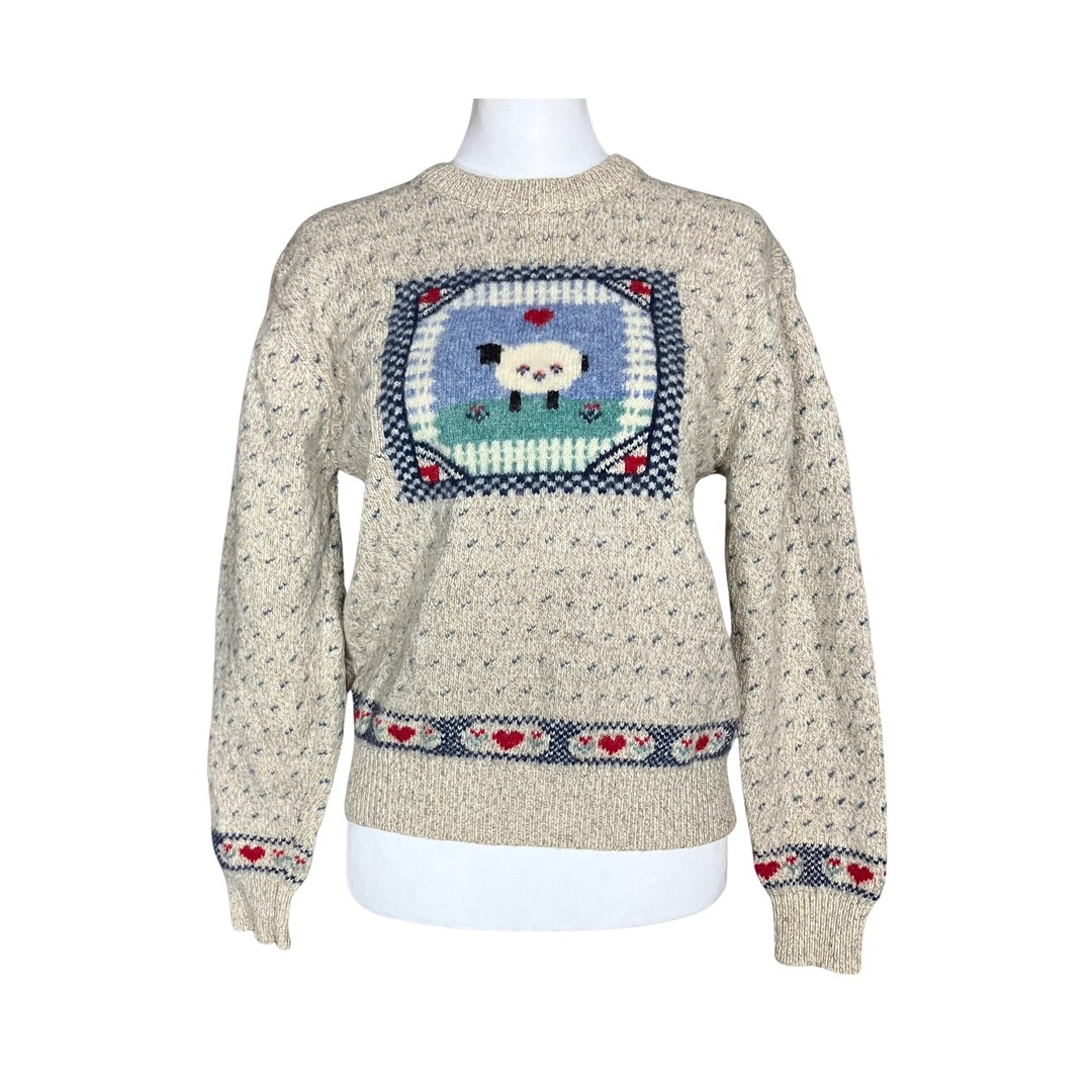 90s Vintage Cottagecore Eddie Bauer Sheep Lamb Sweater. Small Medium ...