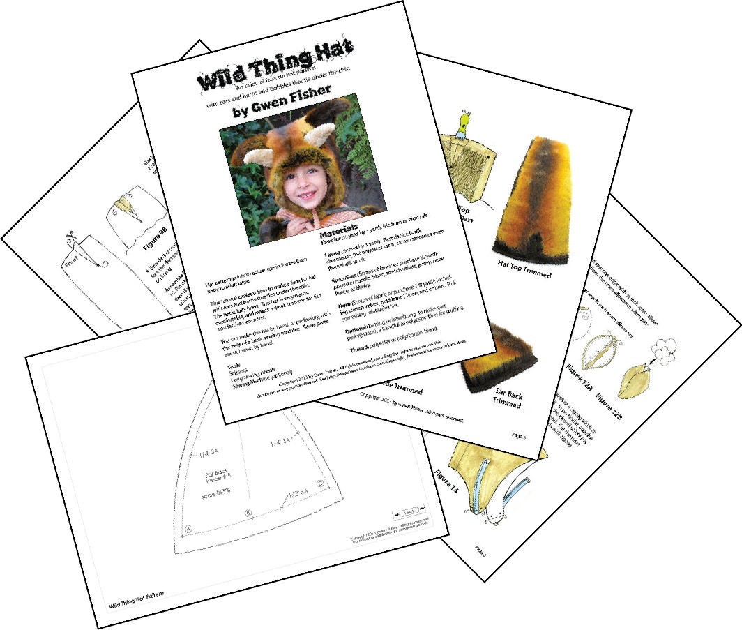 Tutorial Wild Thing Faux Fur Hat Pattern Ears Horns for Babies Children ...