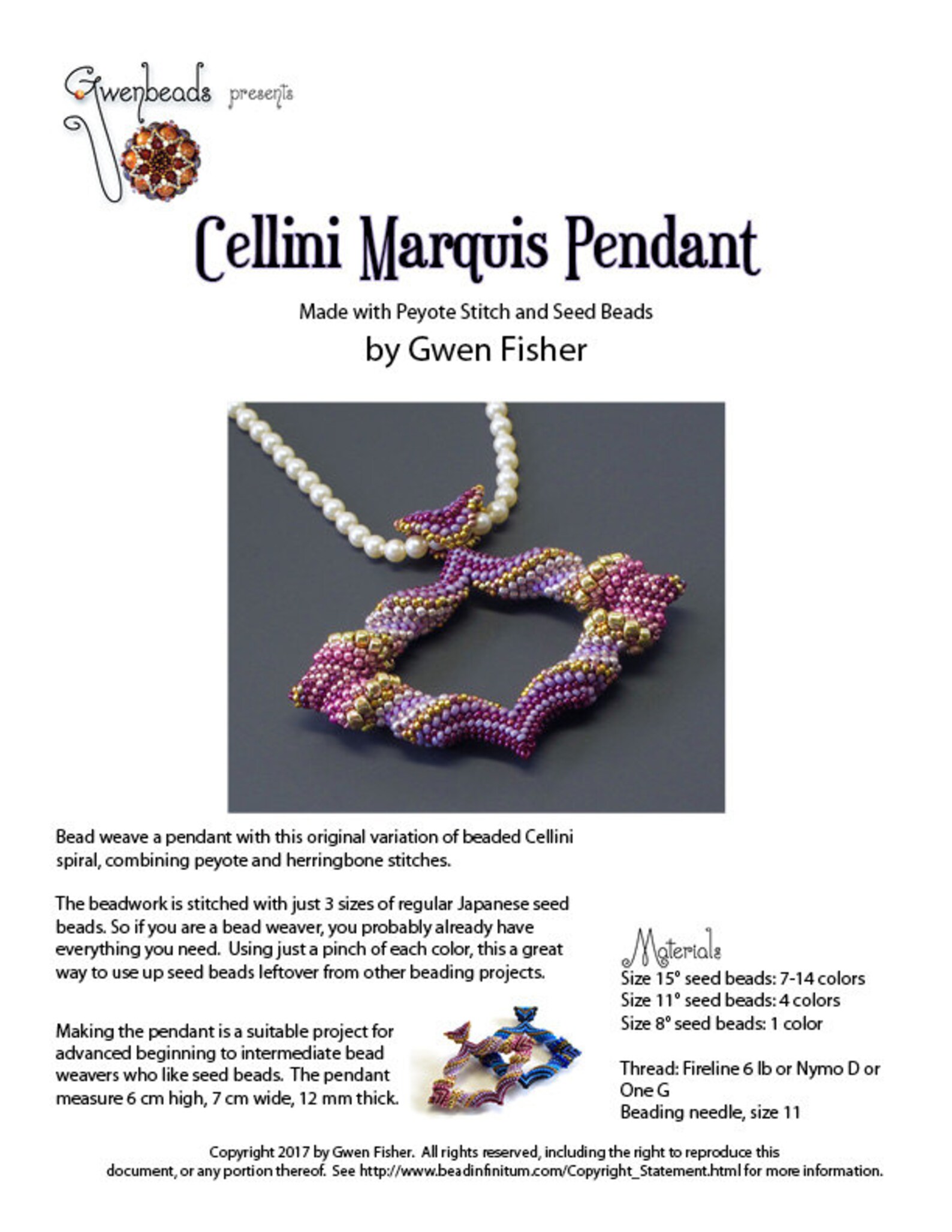 Tutorial Cellini Marquis Pendant, Beaded With Peyote Stitch and Seed ...