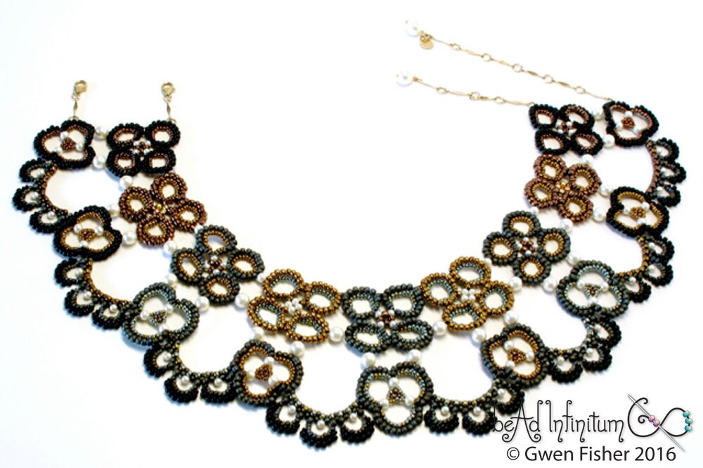 Beaded Lace Collar in Black Bronze Pearl | Etsy