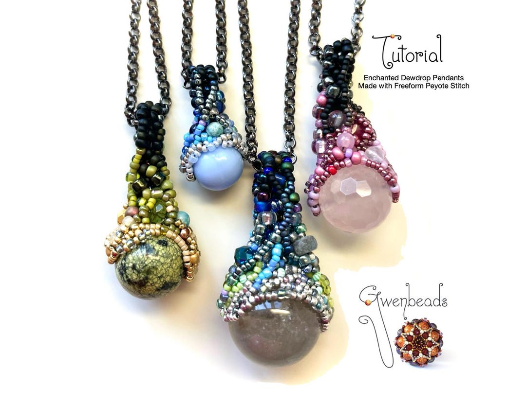 Tutorial Enchanted Dewdrop Pendant With Freeform Peyote Stitch and Right Angle Weave RAW - Etsy