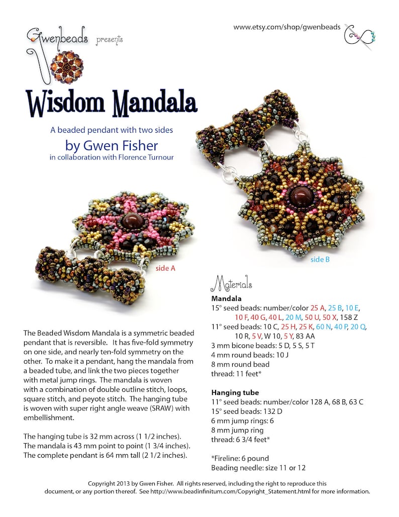 TUTORIAL Wisdom Mandala Two-sided Pendant Beaded With Seed | Etsy