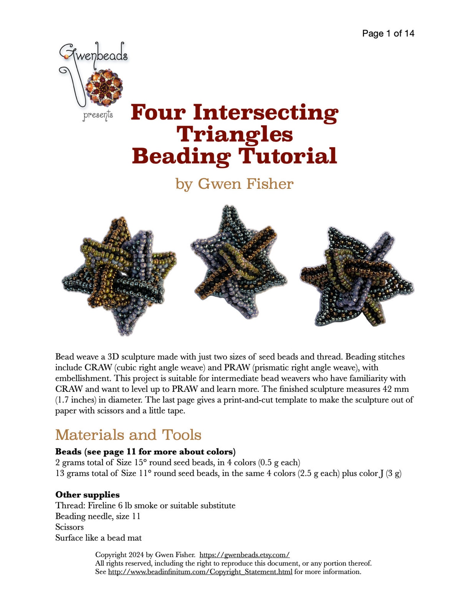 Tutorial Four Intersecting Triangles With Beaded Cubic Right Angle ...