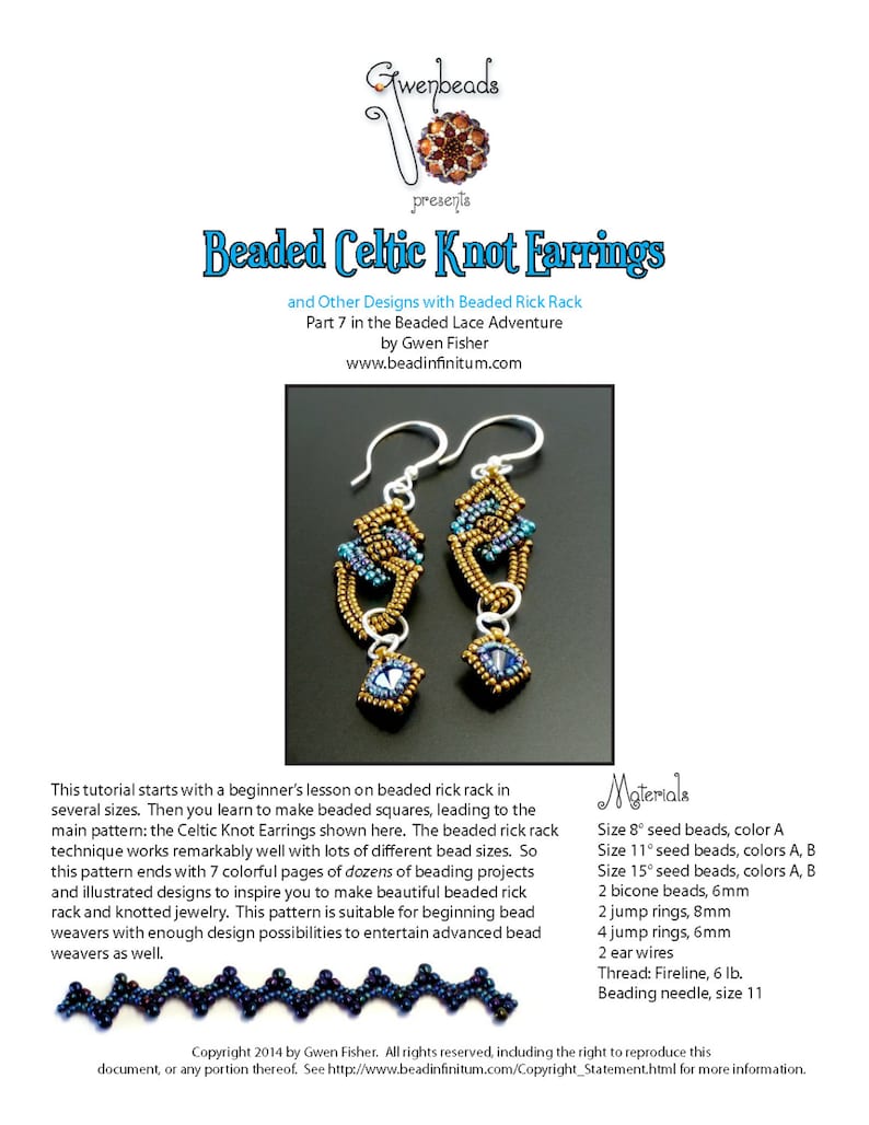 Tutorial Beaded Celtic Knot Earrings and Other Designs With Beaded Rick ...