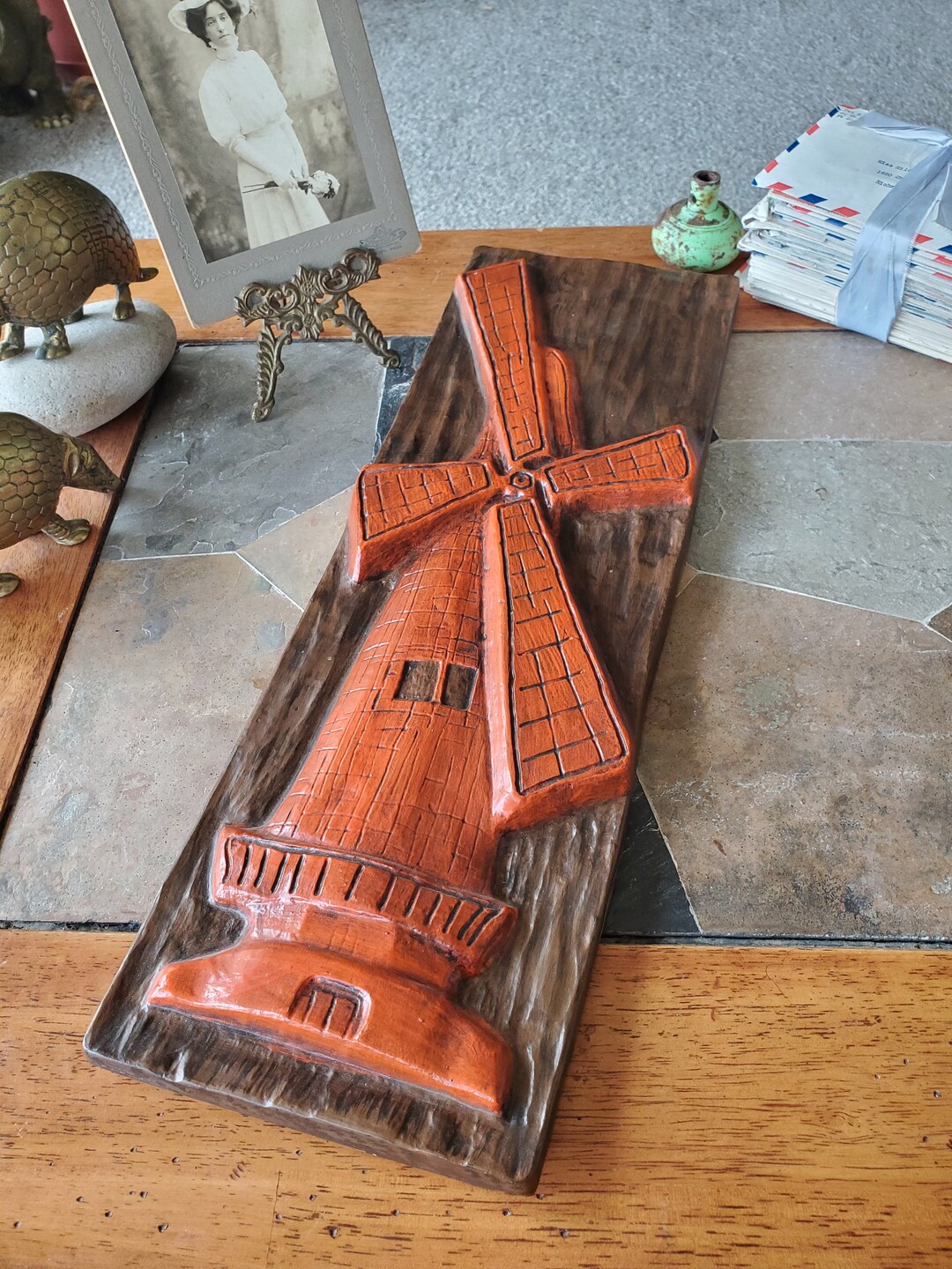 Vintage Ceramic Plaque Wall Hanging Decor Dutch Windmill Mid-century ...
