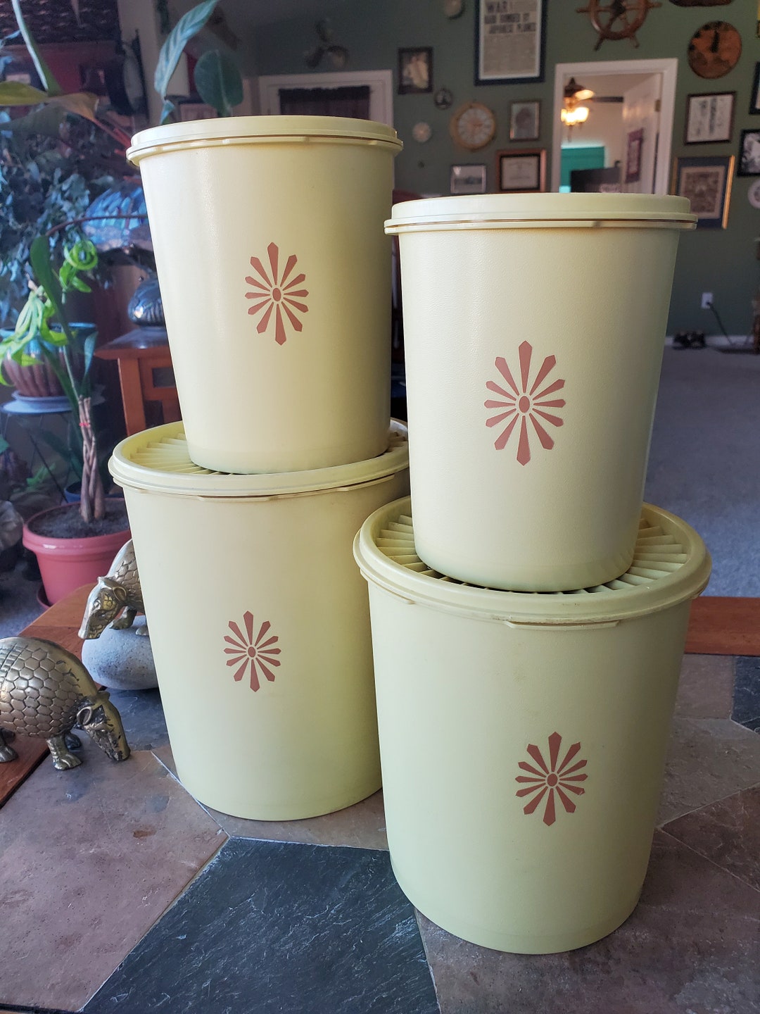 Vintage Tupperware Canister Set of 4 - Yellow Servalier - Pantry ...