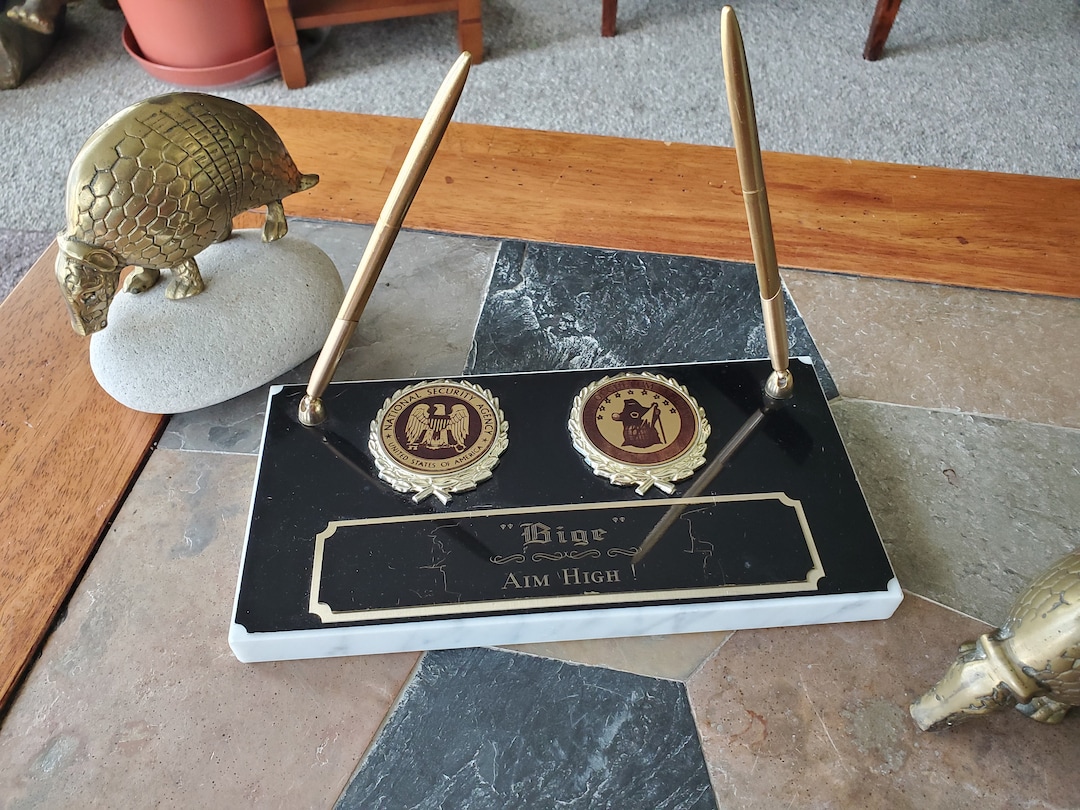 Vintage NSA Pen Holder - Desk Name-plate - National Security Agency ...