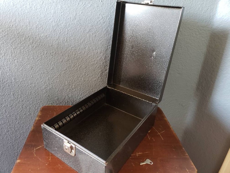 Vintage Lock Box with Key Locking File Box Metal Lockbox | Etsy