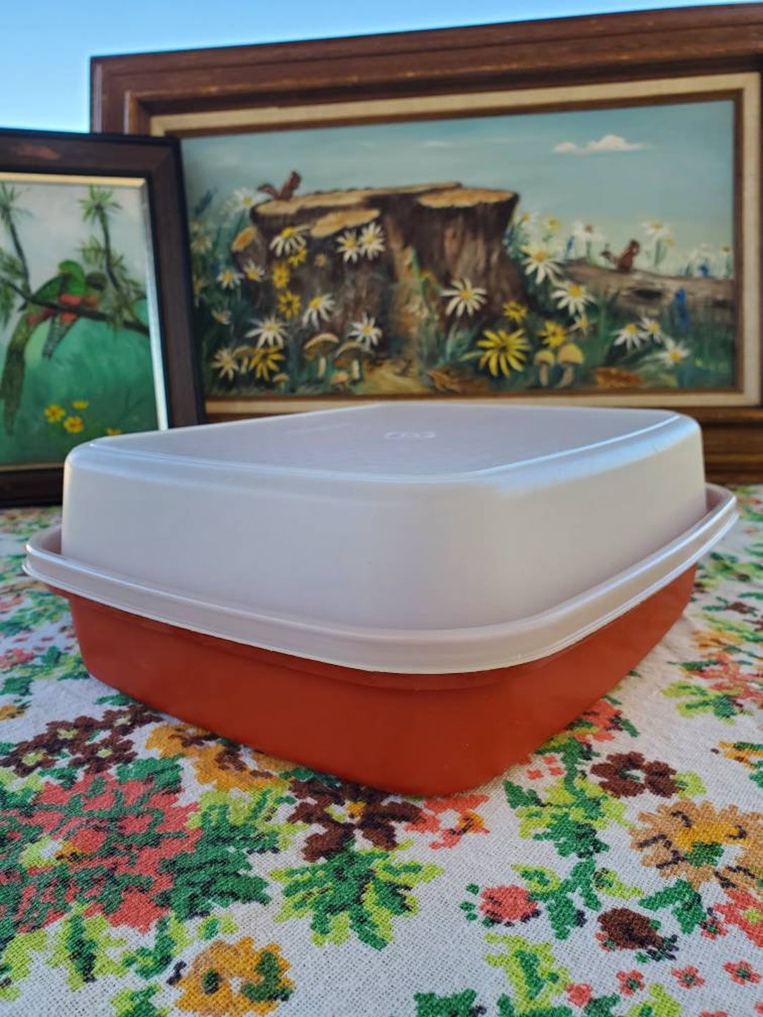 Vintage Tupperware Meat Marinader - With Lid - Orange - Cupcake Keeper ...