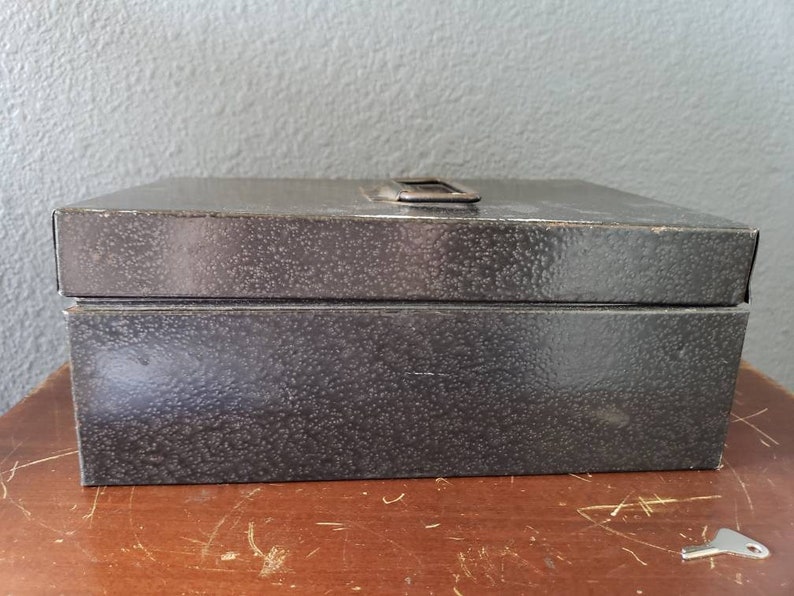 Vintage Lock Box with Key Locking File Box Metal Lockbox | Etsy