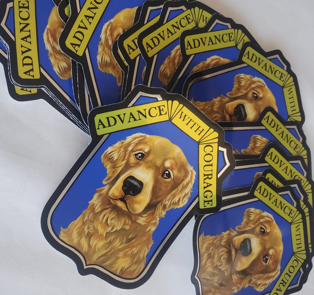 Advance With Courage - Golden Retriever Chrome Metallic Waterproof ...