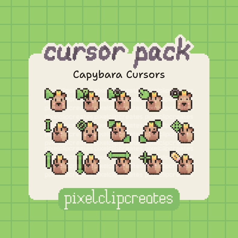 Capybara Cursor Pack - Hand Drawn Mouse Cursors for Windows (digital ...