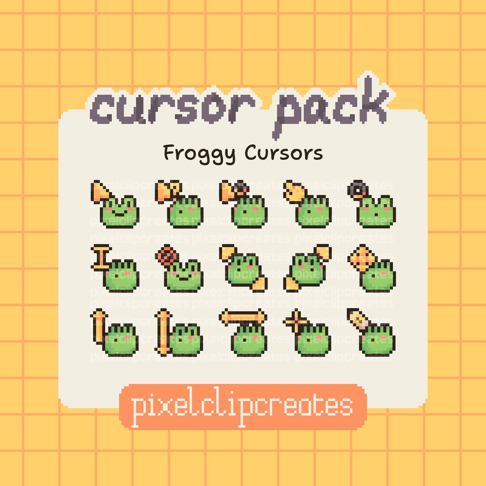 Frog Cursor Pack - Hand-drawn Mouse Cursors for Windows (digital ...