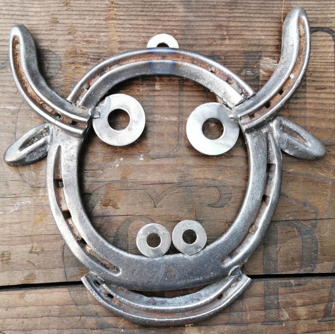 Metal Art Horseshoe Cow JL RUSTIC Metal Art Garden Art - Etsy