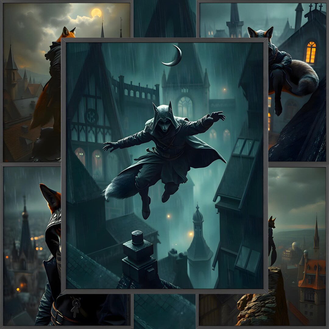 Fox Thief Posters, 5 Types of Rogue Foxes With Wooden Frame, Sneaky ...