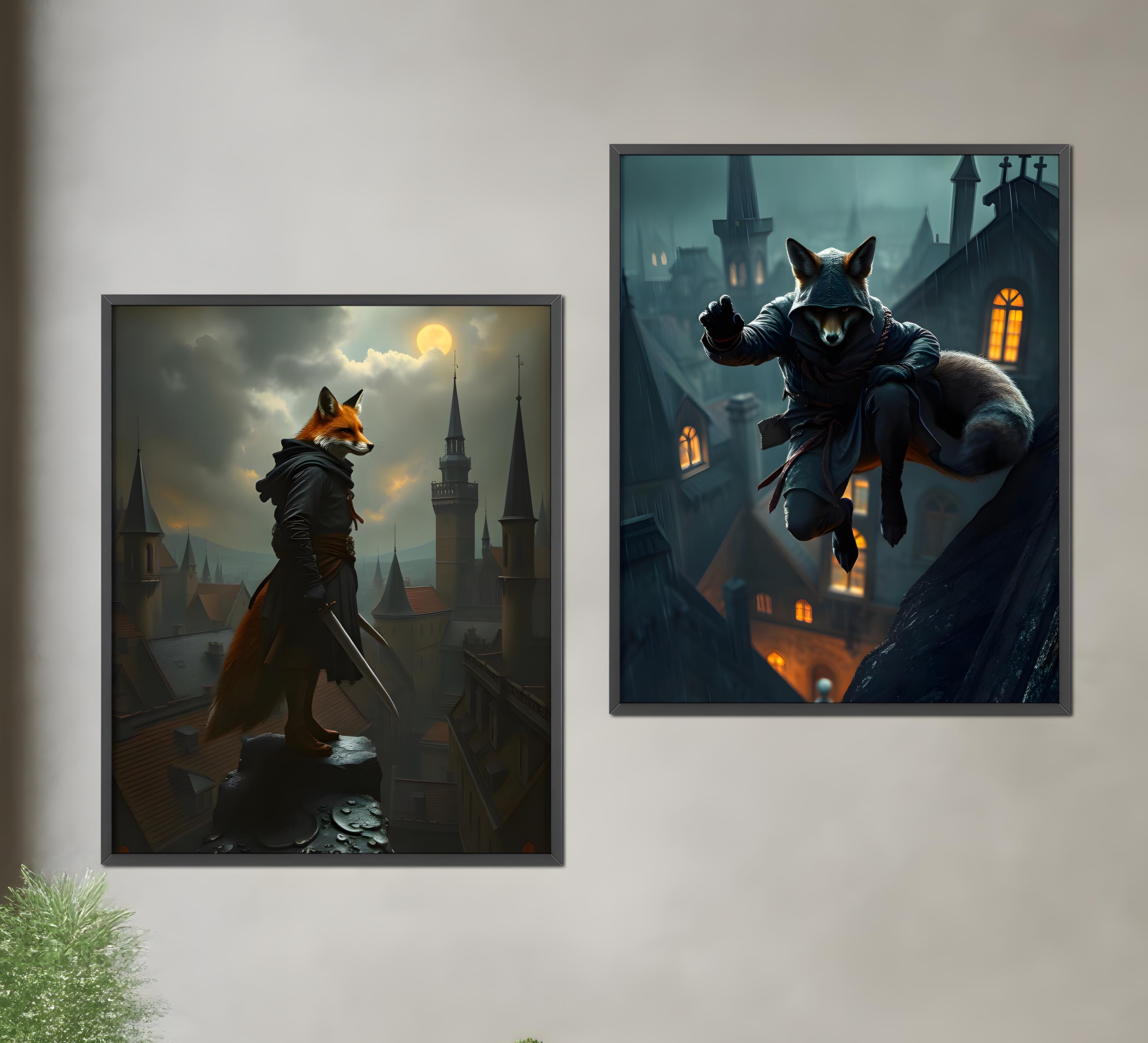Fox Thief Posters, 5 Types of Rogue Foxes With Wooden Frame, Sneaky ...