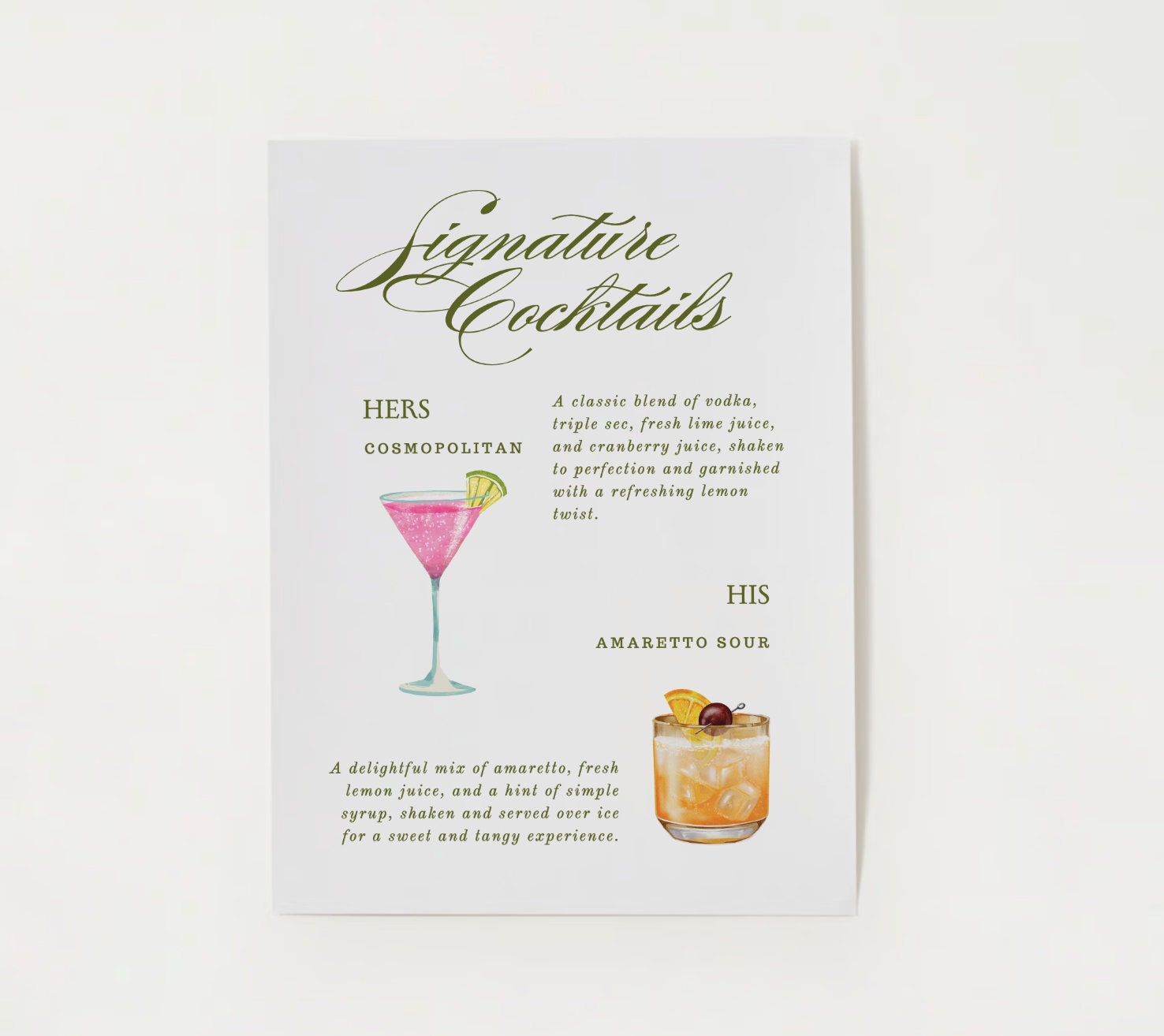 Wedding Signature Cocktail Menu Poster: Editable Canva Template - Etsy