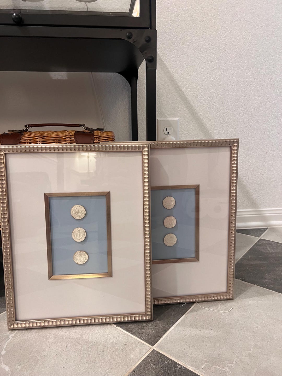 Framed Intaglio Art Set (2): Champagne Gold Frames, Linen Paper - Etsy