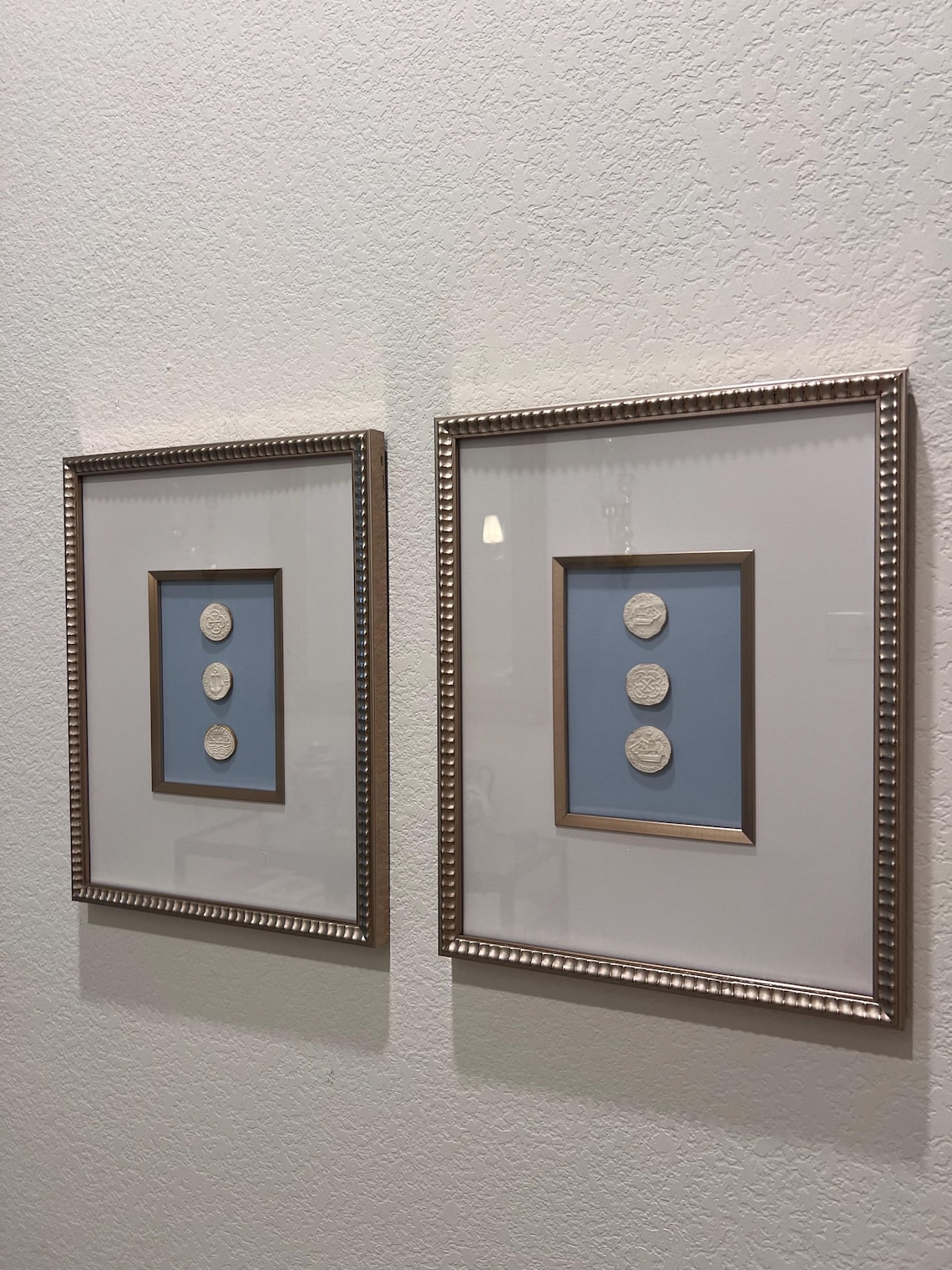Framed Intaglio Art Set (2): Champagne Gold Frames, Linen Paper - Etsy