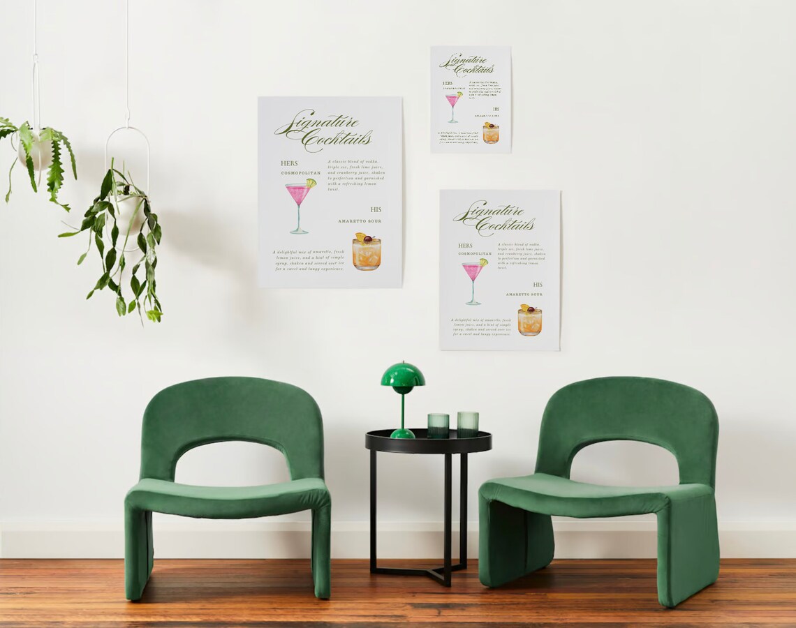 Wedding Signature Cocktail Menu Poster: Editable Canva Template - Etsy