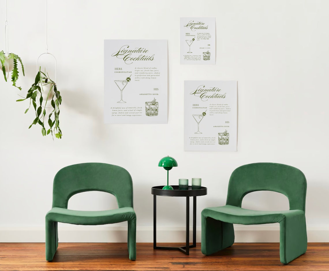 Wedding Signature Cocktail Menu POSTER SIZE Multiple Design Option ...