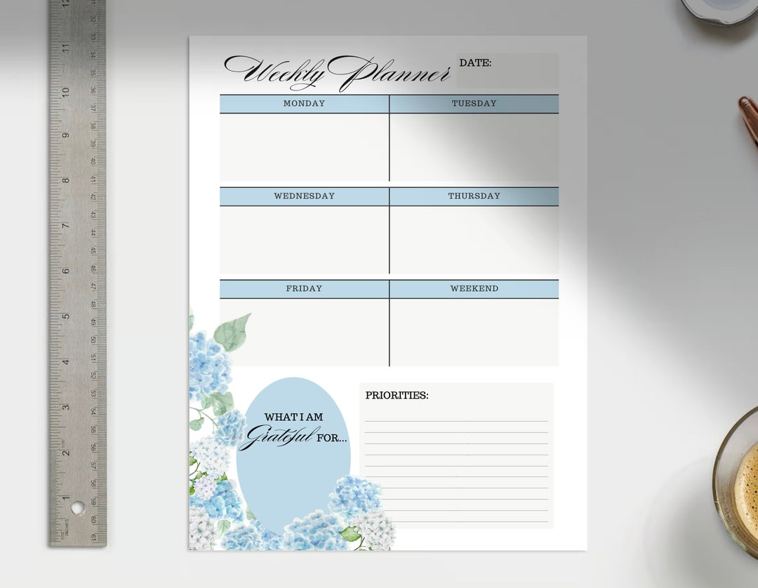 Girly Weekly Planner: Floral To-do List (PDF & JPG) - Etsy