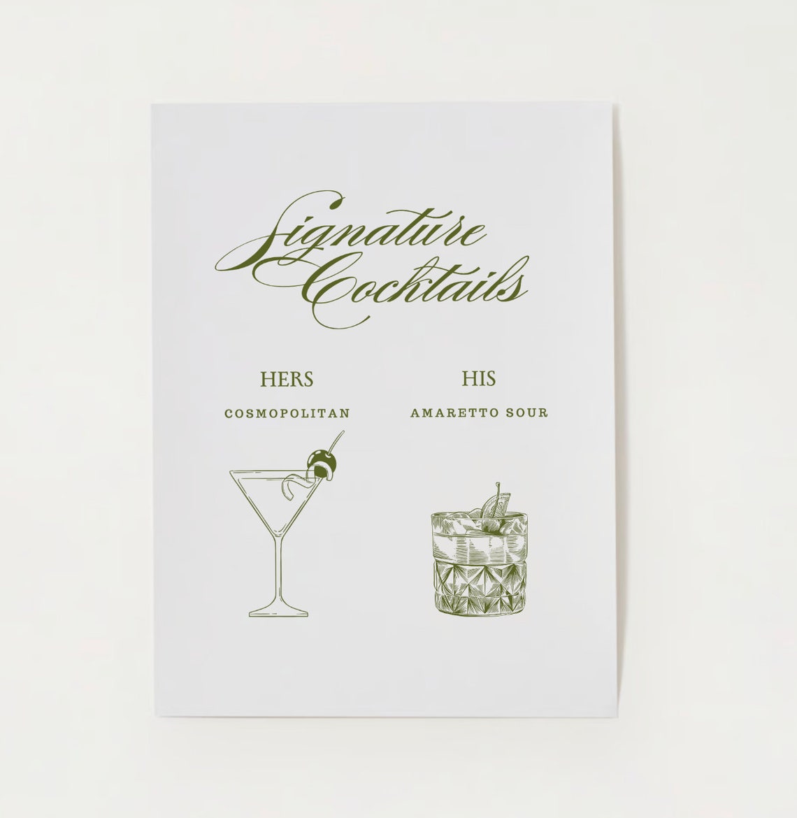 Wedding Signature Cocktail Menu POSTER SIZE Multiple Design Option ...