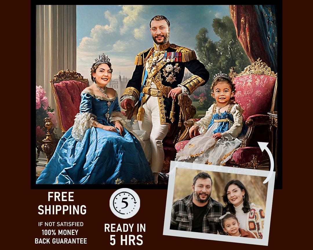 Crown Royal Family Portrait, Captivating Artwork of a Regal Couple With ...