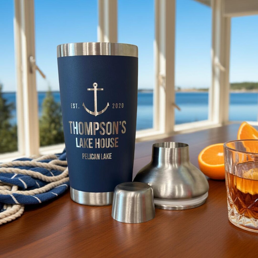 Personalized Cocktail Shaker | Laser Engraved 20oz | Stainless Steel ...