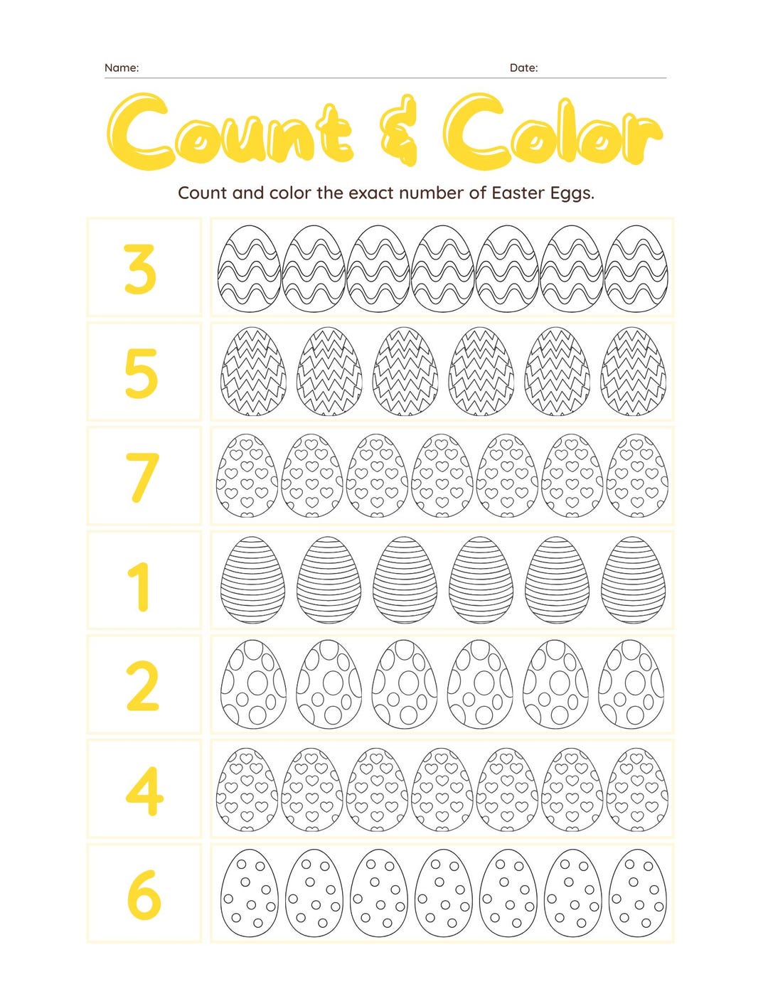 Easter Count and Color Worksheets | Printable Kids Activity | Bunnies ...
