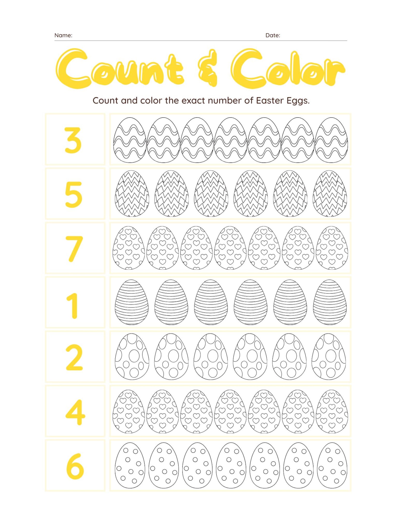 Easter Count and Color Worksheets | Printable Kids Activity | Bunnies ...