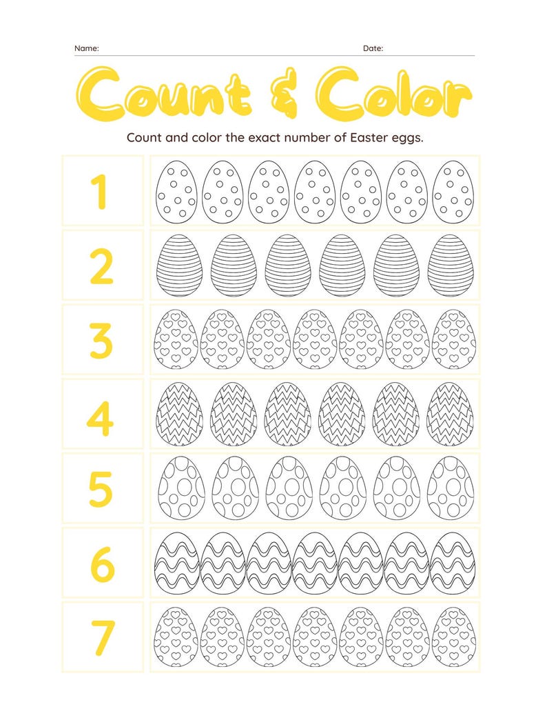 Easter Count and Color Worksheets | Printable Kids Activity | Bunnies ...