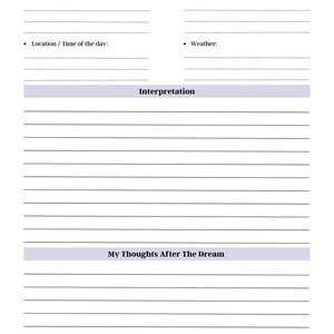 Dream Journal Template - Etsy