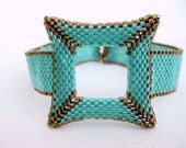 Items similar to Peyote Square Bracelet 3D Brown Green Seed Bead ...