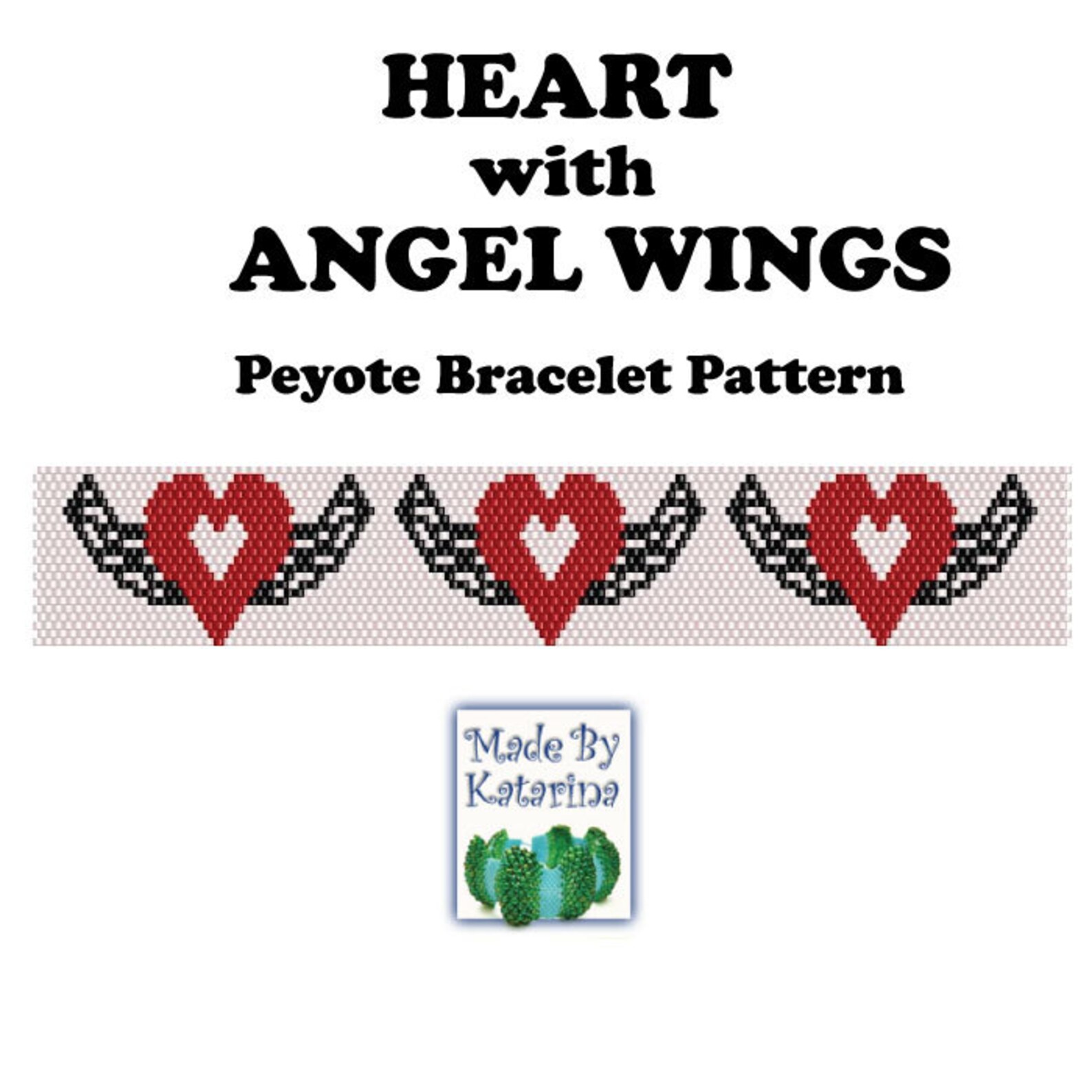 Peyote Bracelet Pattern Heart With Angel Wings / INSTANT DOWNLOAD PDF ...