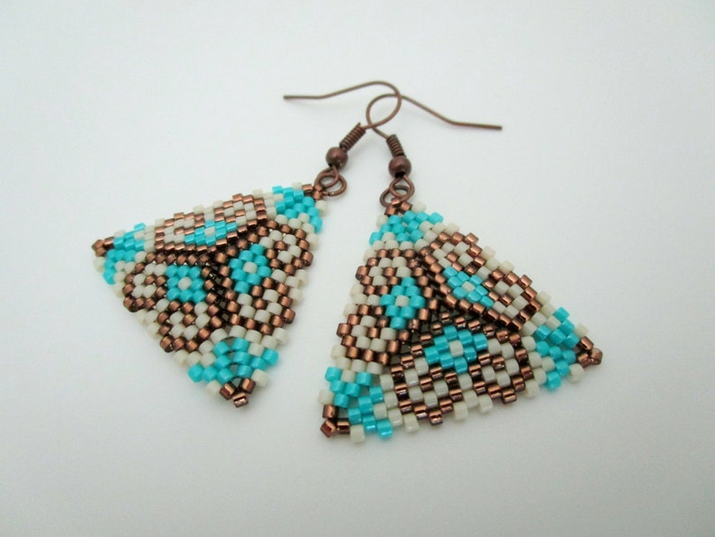 Beaded Triangle Earrings / Seed Bead Jewelry/ US Duty Free - Etsy