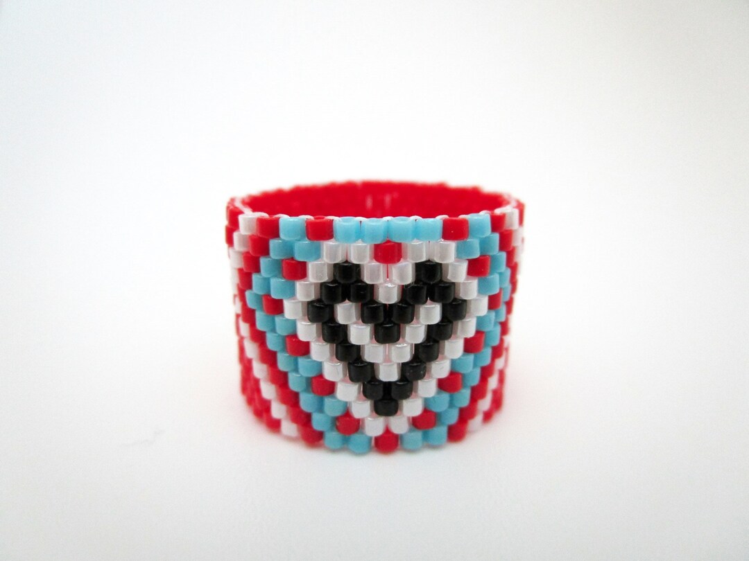 Beaded Heart Peyote Ring / Seed Bead Jewelry - Etsy