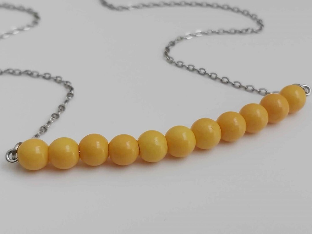 Thyroid Neck Scar Cover Yellow Beads Necklace / Dainty Jewelry - Etsy