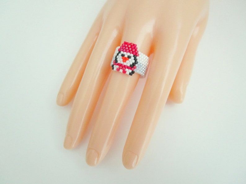 Beaded Penguin Ring / Seed Bead Christmas Jewelry - Etsy