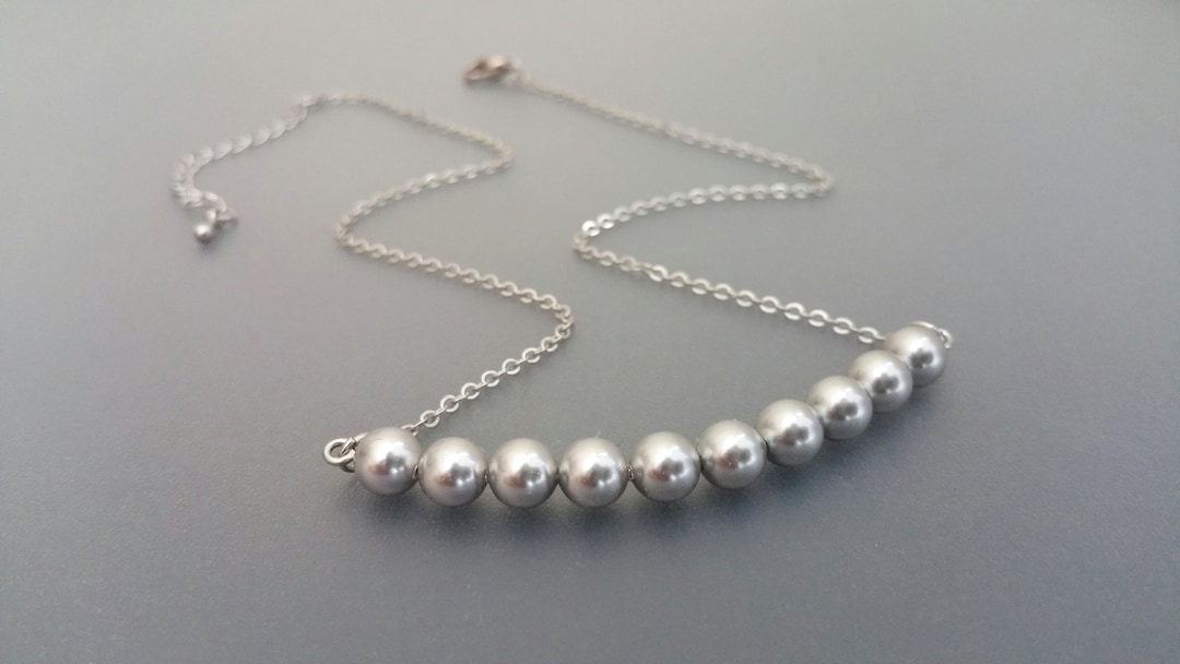 Thyroid Neck Scar Cover Light Gray Pearls Necklace / Dainty - Etsy