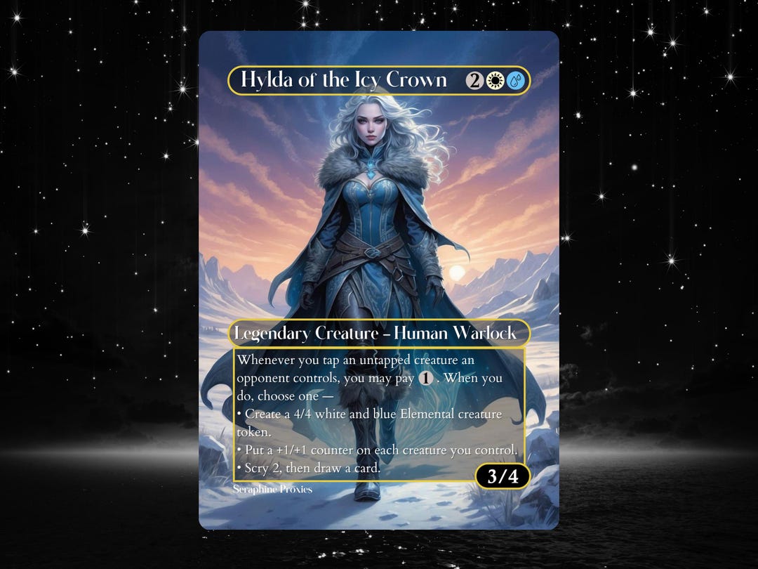 Hylda, of the Icy Crown - Proxy Full Art Custom Altered Art Card - Etsy