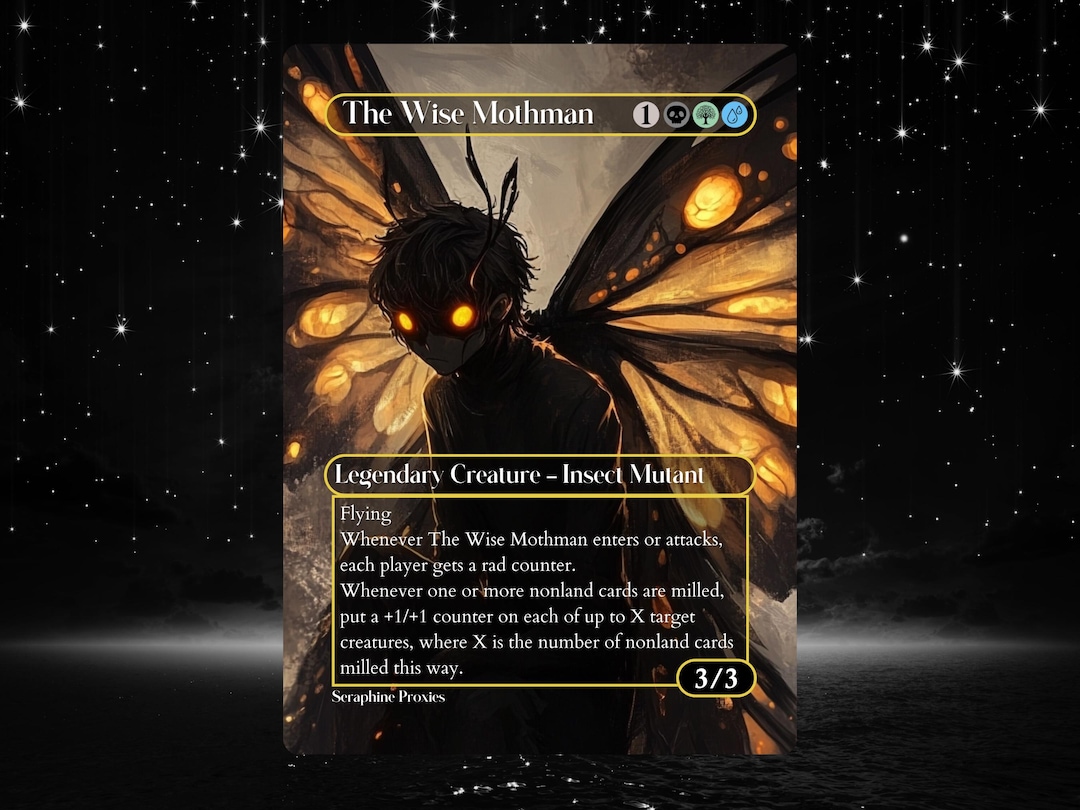 The Wise Mothman - Proxy Full Art Custom Altered Art Card - Etsy