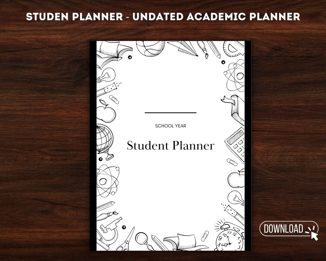 Student Planner - Undated Full Page Academic Planner for Middle or High ...