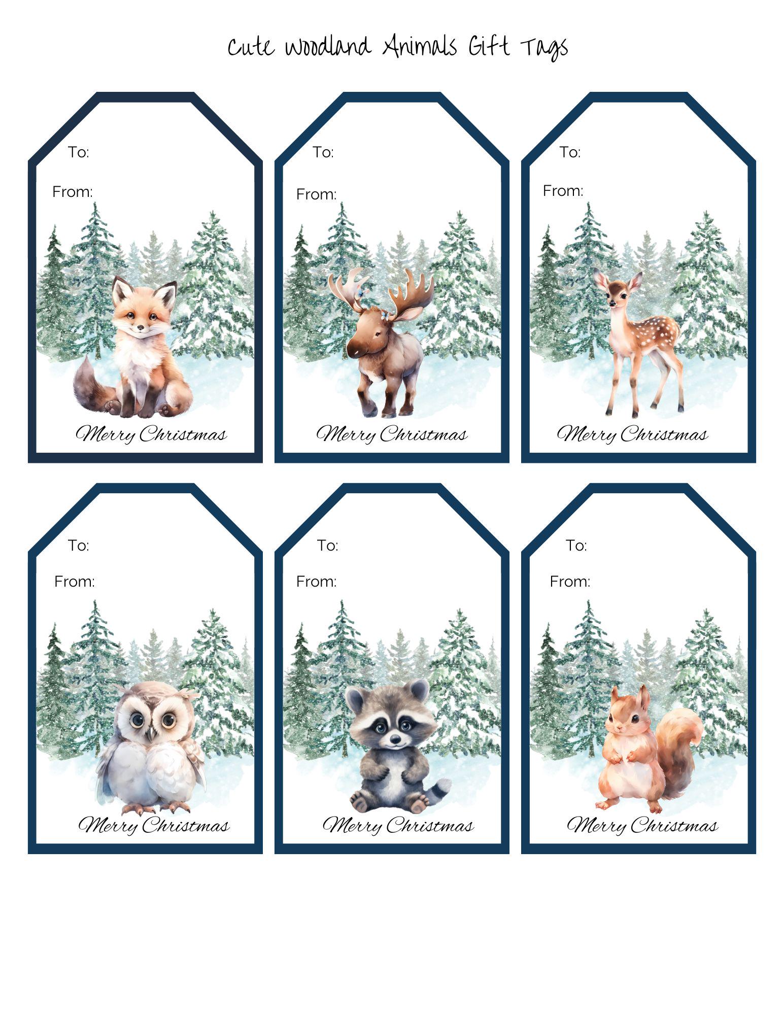 Printable Cute Woodland Animals Gift Tags - Etsy
